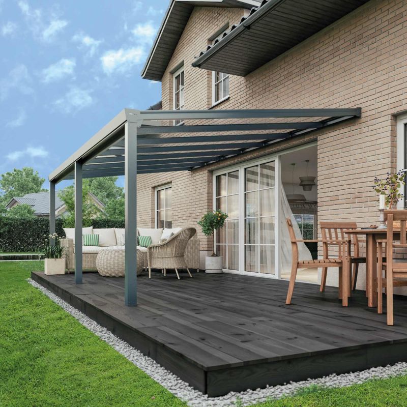 Aphrodite Veranda with Glass Roof - Anthracite 6m x 2.5m